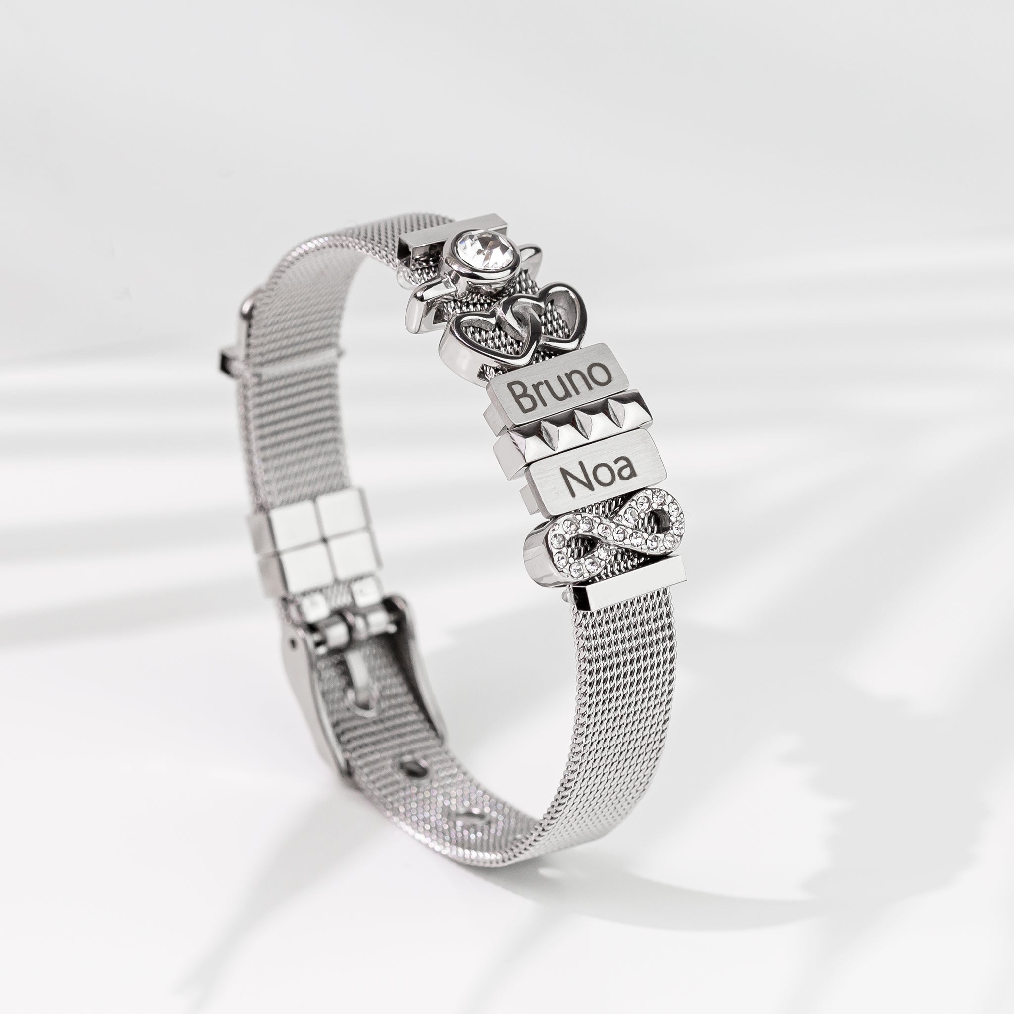 Mesh charm double heart silver – DUCETT