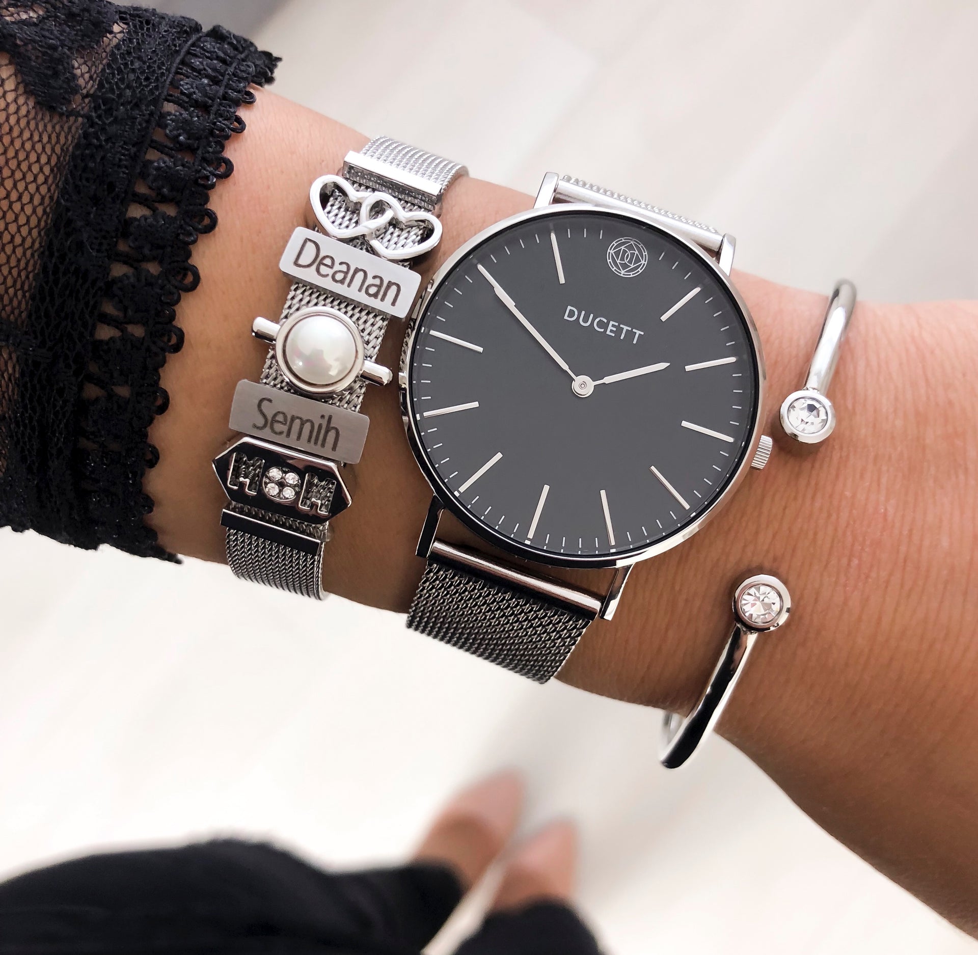 Black mesh + Mesh bracelet luxe silver – DUCETT